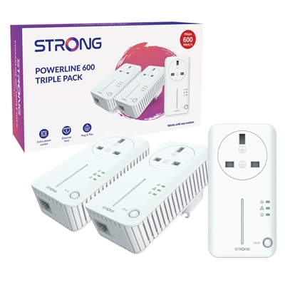 Strong POWERL600TRIUKV2 AV600 Passthrough Powerline Kit Triple Pack (3 ...